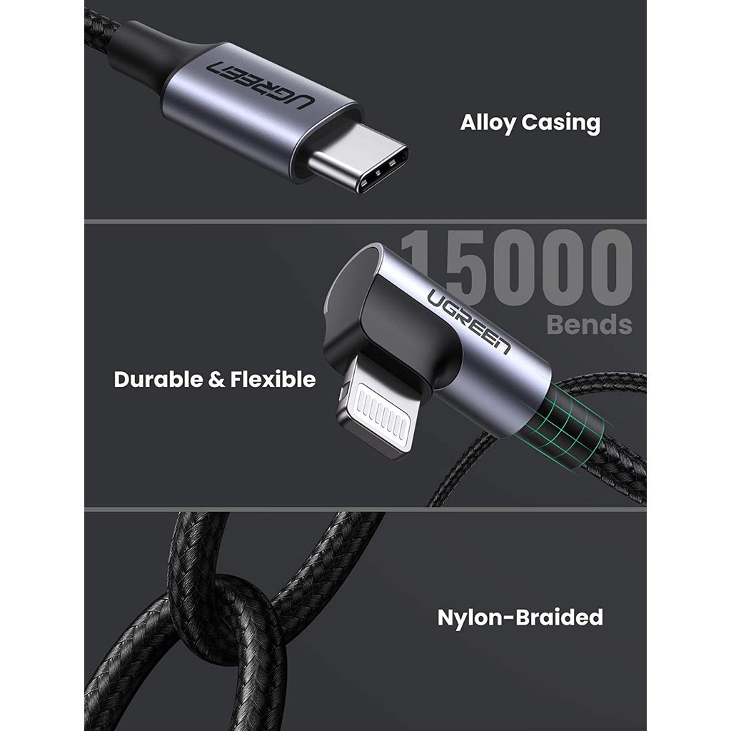 UGREEN USB-A To Right Angle Lightning Cable 1M | Scv Global
